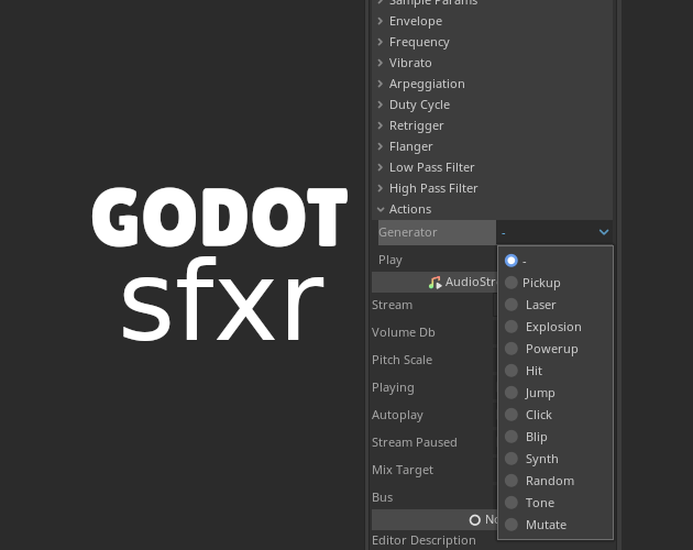 GodotSfxr, un plugin Sfxr pour Godot - Gamecodeur - École de jeux vidéo ...